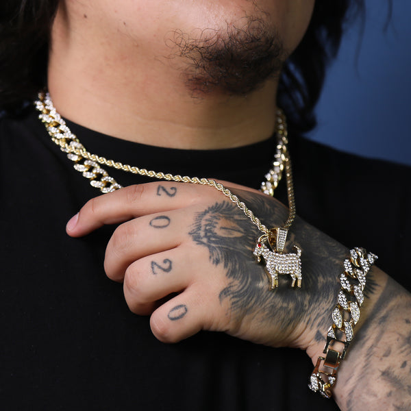 18k Gold Plated Cz Red Eye Goat Pendant| BlingKingStar | Free shipping