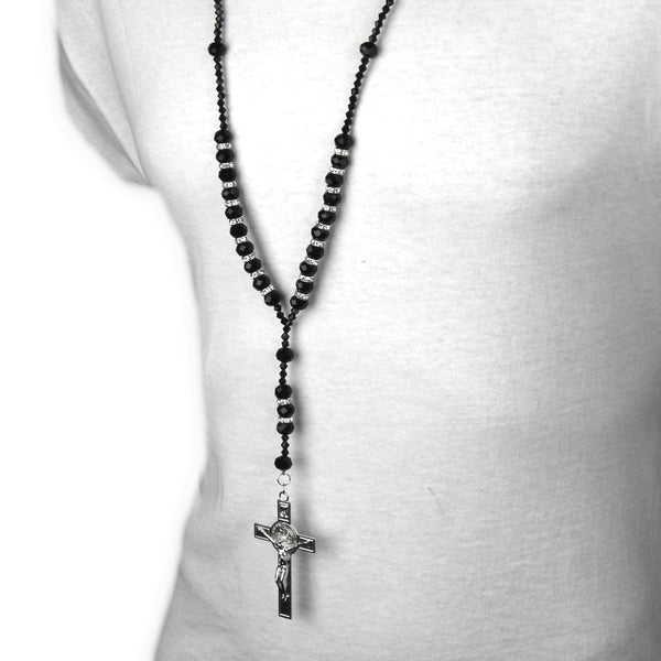 Hip Hop Rosaries | 8MM BLACK Crystal Rosary | BlingKingStar