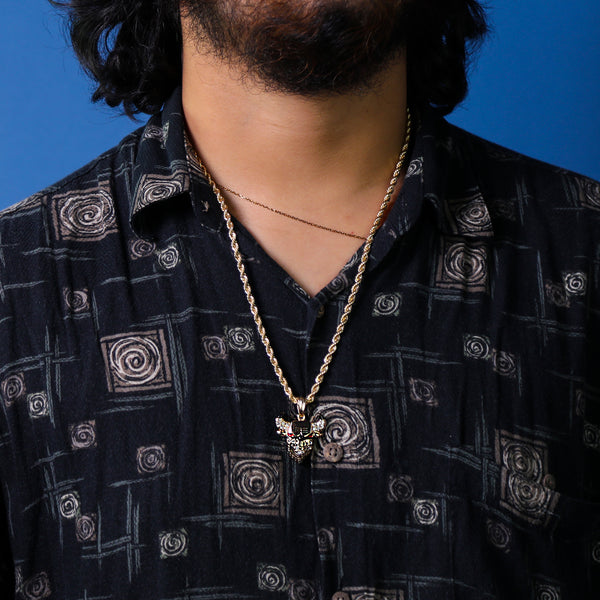 18k Gold Plated Red Eye Masked Bull Pendant| BlingKingStar | Free shipping